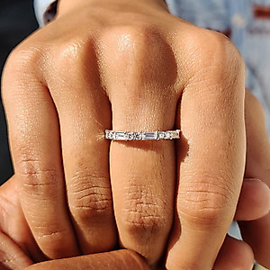 SHINYSO Wedding Band for Women Cubic Zirconia Square & Round Thin Stacking Ring Eternity Band for Her Size 6