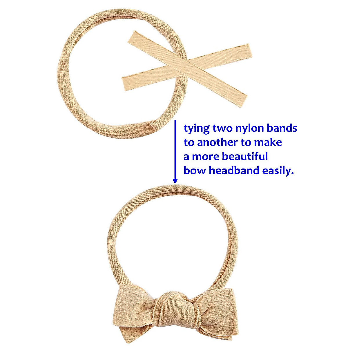 inSowni 50 Pack Super Soft Stretchy DIY Solid Nylon Headbands Baby Hair Bands One Size Fits All (Khaki)