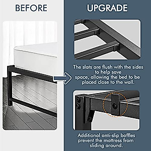Yaheetech 18 inch Metal Platform Bed Frame Twin XL with Steel Slat Support and Underbed Storage Space Non-Slip Mattress Foundation No Box Spring Needed Tool-Free Assembly Black