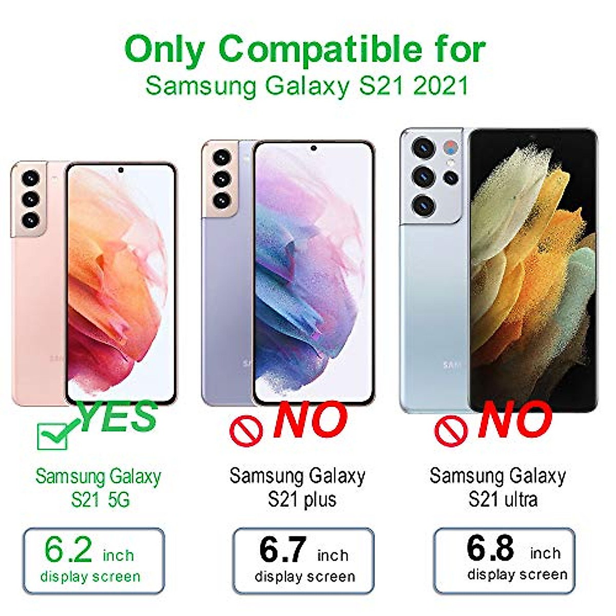 Arae Screen Protector for Samsung Galaxy S21, HD Tempered Glass Anti Scratch Work with Most Case, 6.2 inch, 3 Pack