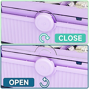 SuoXing 13'' Three-Layer Clear Plastic Storage Box/Tool Box, Multipurpose Organizer and Portable Handled Storage Case for Art Craft and Cosmetic (Purple)
