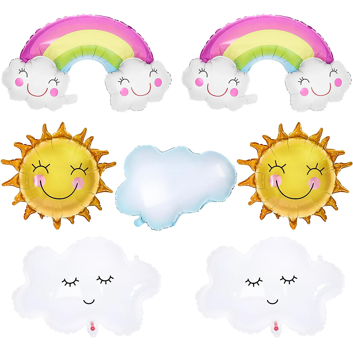 KatchOn, Rainbow 31-inch Balloon Set - Pack of 7, Includes Sun & Cloud Mylar Balloons for Canticos Birthday Decorations