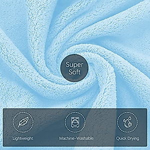 TENSTARS Silk Hemming Hand Towels for Bathroom Clearance - Quick Drying - Ultra Soft Microfiber Absorbent Towel for Bath Fitness, Gym, Shower, Hotel, and Spa - 16x28 Inch | Set of 6, Aquamarine