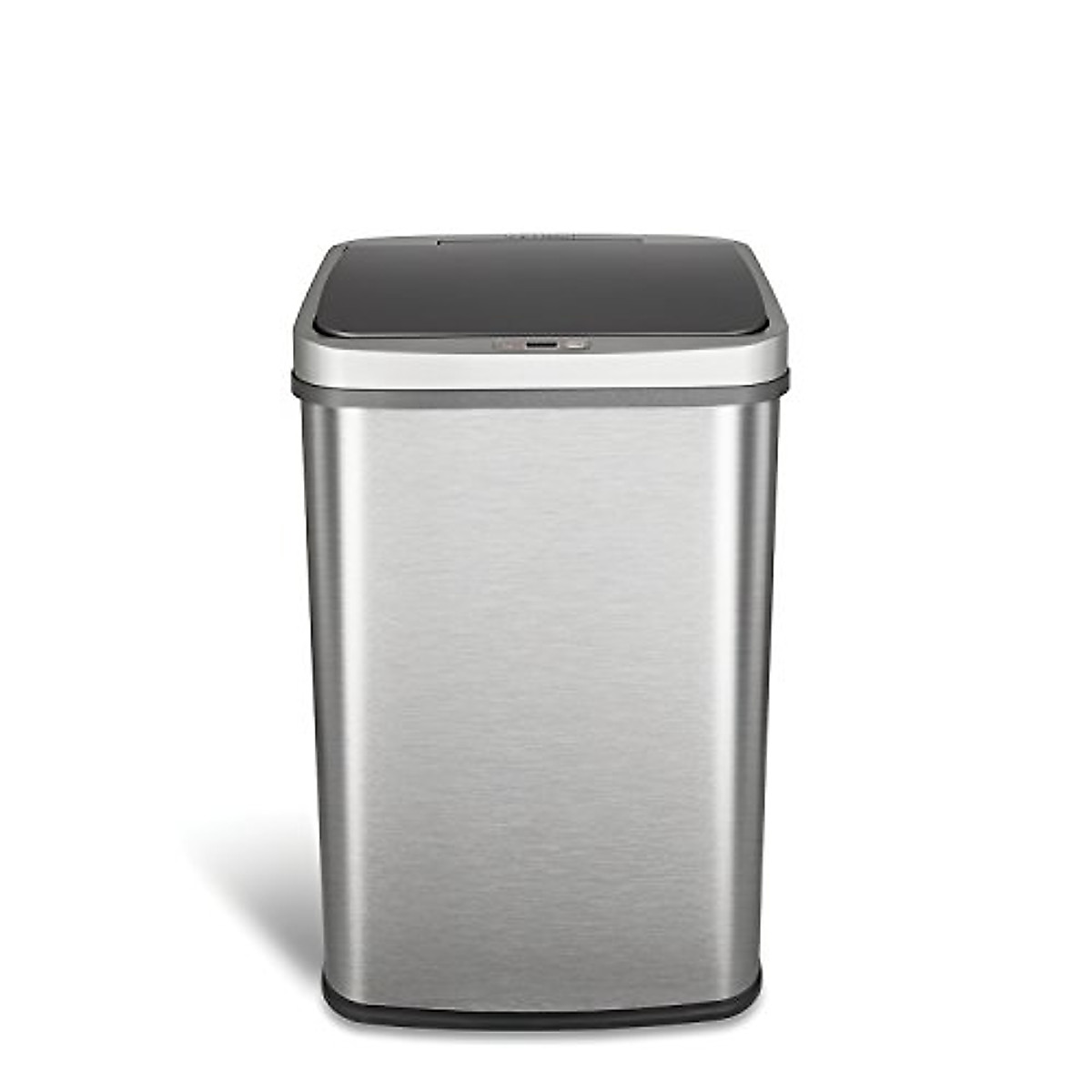 NINESTARS DZT-50-28BR Automatic Touchless Motion Sensor Oval Trash Can, Black Top, 13 Gal BR, Brush