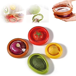 Silicone Fruit Storage Containers, Avocado Tomato Onion Lemon Potato Storage Keeper for Fruit And Vegetable Reusable Silicone Food Saver Fruit Huggers Set Containers For Fridge Keep Fresh
