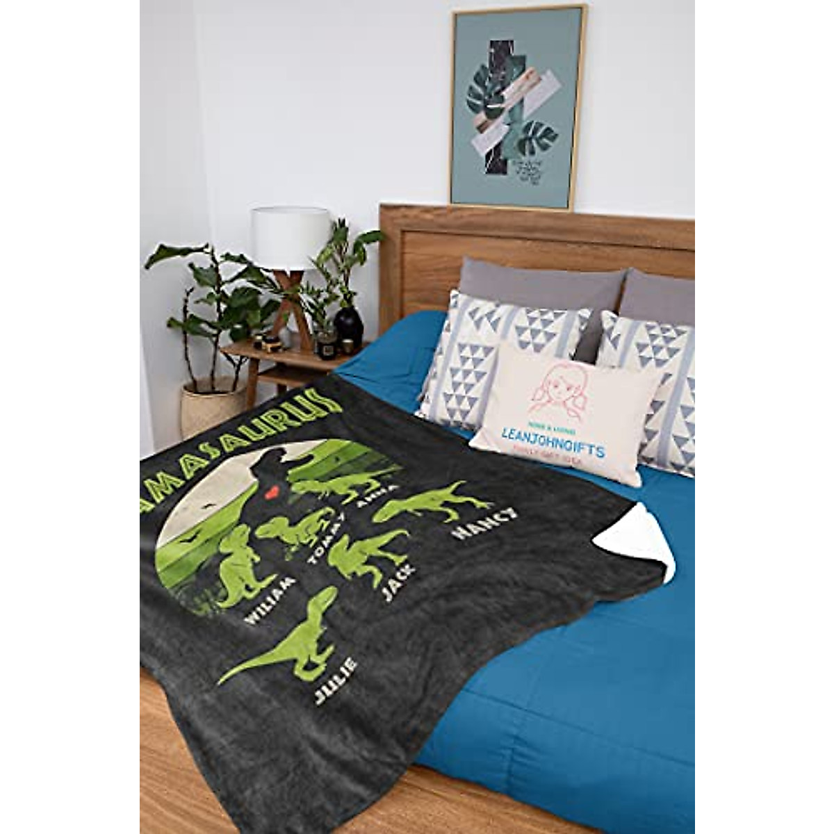 Personalized Mamasaurus Blanket Custom Rex Name , Mama Dinosaurs, Custom Dinosaur Mom Mom Birthday Gifts Custom Fleece Sherpa Blanket