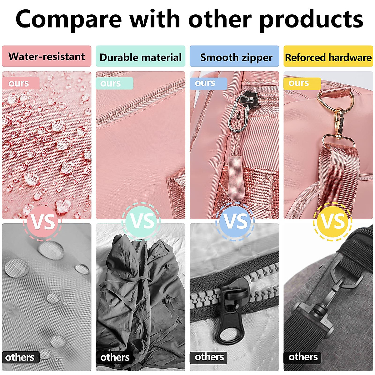 MABROUC Duffle Bag For Women, Sports Duffel Bag for Gym with Wet Pocket & Shoe Compartment, Overnight Weekender Travel Bag(dark grey)