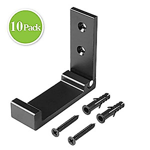 heneng 10 Pcs Black Folding Coat Hook 3", Aluminium Alloy Folding Clothes Coat Rack Single Hook Wall Mounted, Foldable Wall Mount Headphones Holder, Headset Wall Hanger, Max.Load 44lb
