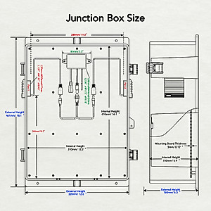 AKWscyby Outdoor Electrical Box, Junction Box with Fan & Thermostat & Power Adapter, Mounting Plate, Dust Screen, Mounting Brackets and Hinged Lid (18.1"Hx 12.5"L x 6.3"W)
