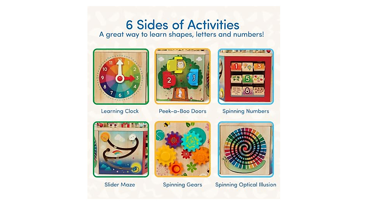 Battat Wooden Activity Cube: City-Themed Learning for Toddlers