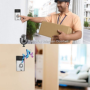 Door, Djustable Speaker Door Bell Alarm, Voice 2-Way Intercom for Home Security Door, Office