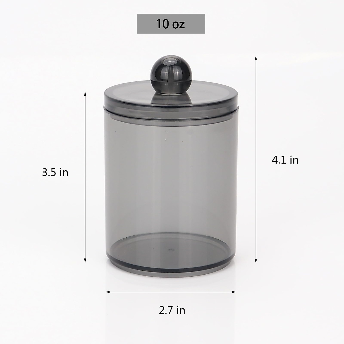 DAPOWER 2 Pack Qtip Holder Vanity Storage Canister for Cotton Ball Cotton Swab Pads Floss, 10-Ounce Clear Plastic Apothecary Jar with Lid, Bathroom Organizers and Storage (2)