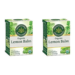 Traditional Medicinals Organic Lemon Balm Herbal Tea, Calming and Supports Digestion, (Pack of 2) - 16 Tea Bags