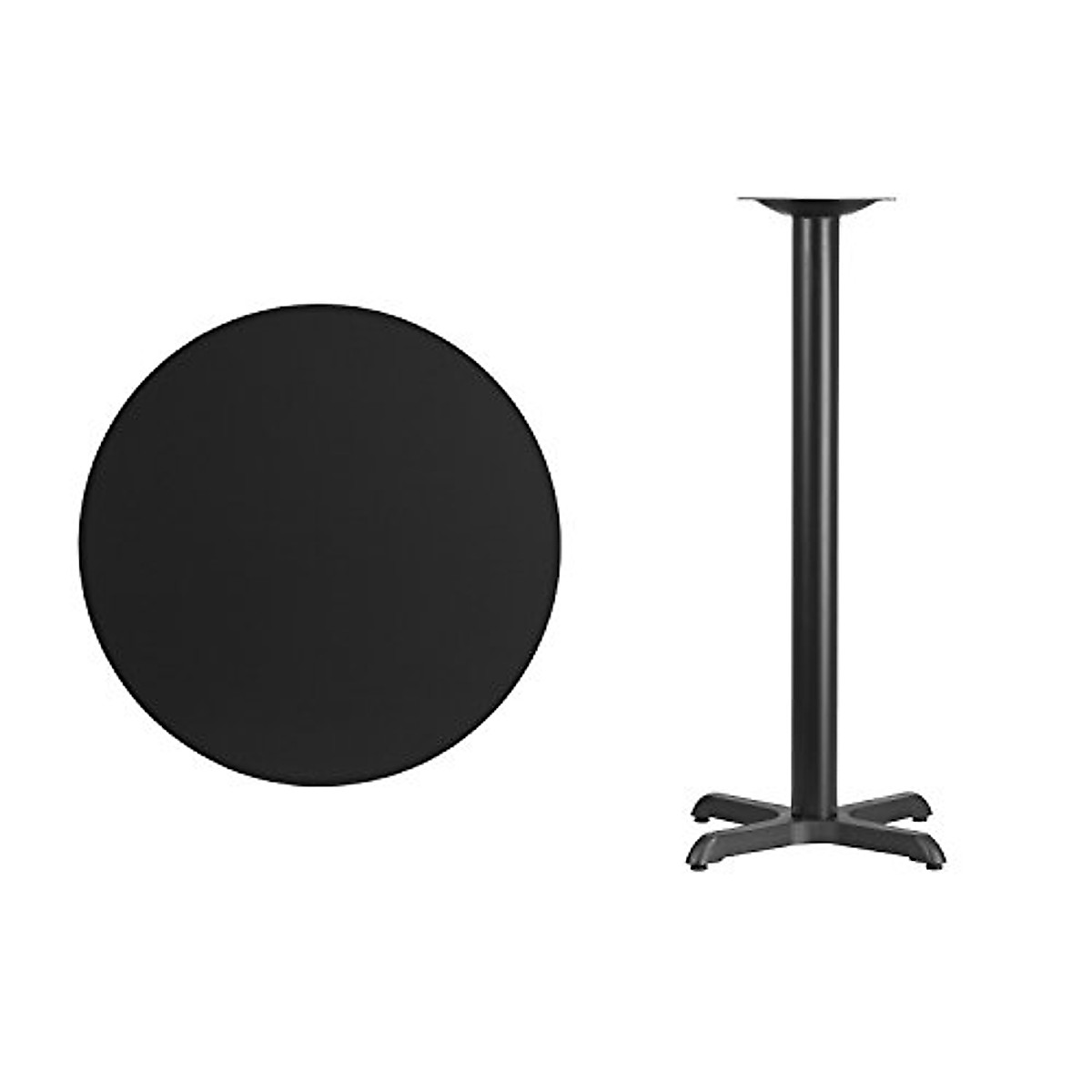 EMMA + OLIVER 30" RD Black Laminate Bar Table Top-22"x22" Base