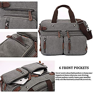 CROCOD 3 in 1 Convertible Laptop Backpack, 17.3 inch Messenger Bag for Men, Multi-Functional Travel Laptop Bag for College Men Women (17.3 Inch, Grey)