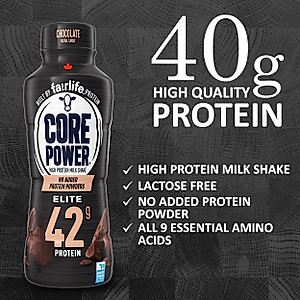 Core Chocolate Power Elite Failrlife High Protein Shakes (42 Grams) 14 Oz. 6 pack in The Award Box Packaging