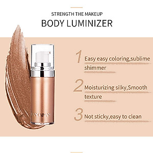 Go Ho Face Body Illuminator,Liquid Highlighter Makeup Drops,Moisturizing Face Luminizer,Waterproof Smooth Liquid Spray Shine Shimmer Glow Foundation Glitter Body Makeup(#2 Rose Golden)