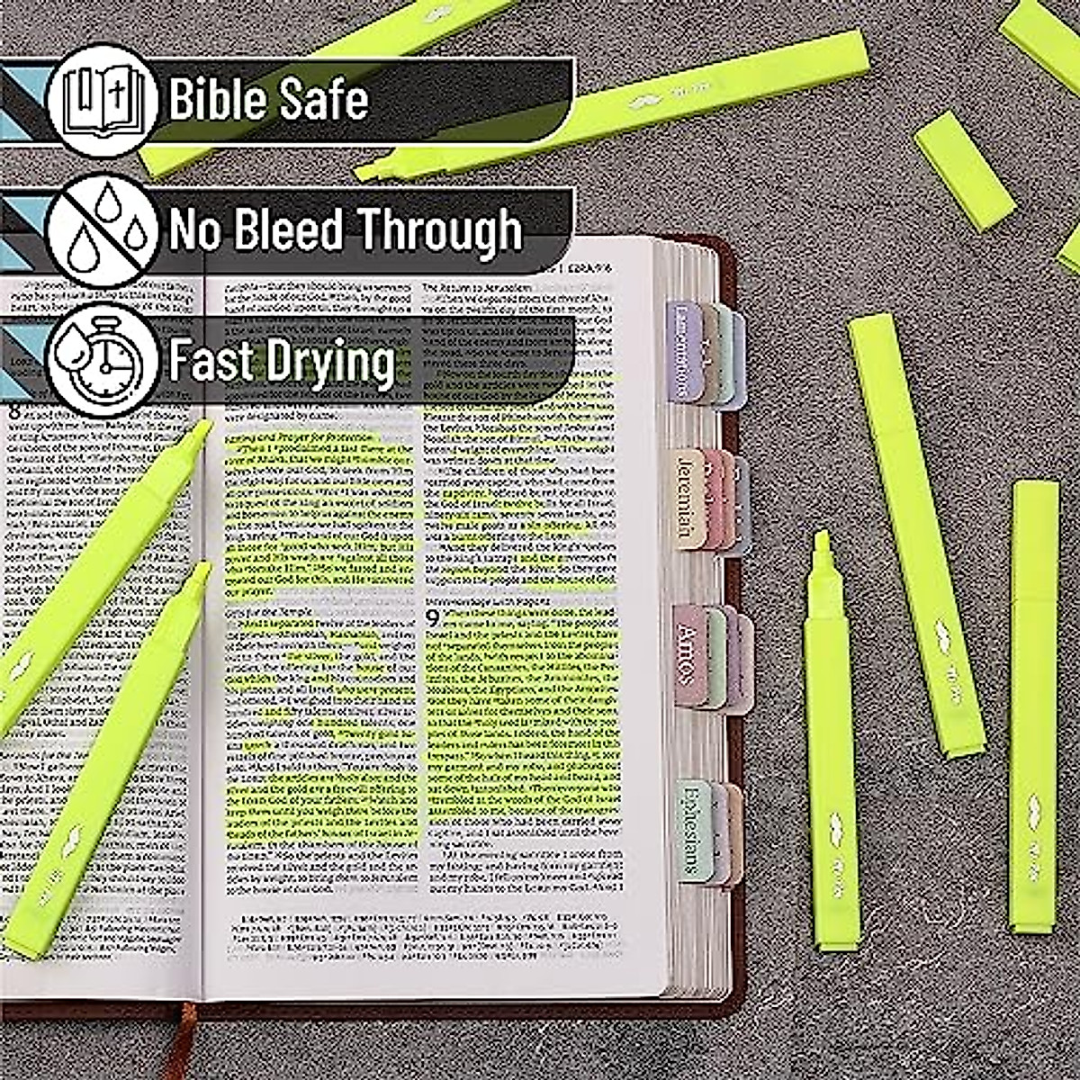 Mr. Pen- Aesthetic Highlighters, 12 pcs, Yellow, Chisel Tip, Bible Highlighters and Pens No Bleed, Bible Highlighter Pens, Cute Highlighters, No Bleed Highlighters for Bible Pages No Bleed