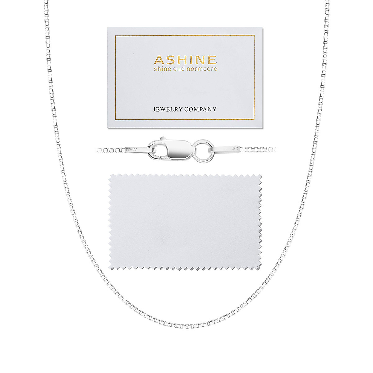 ASHINE Silver Chain Necklace for Women Sterling Silver Necklace Extender (1mm Box Chain Lobster Clasp 20 Inches)