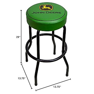 Plasticolor 004792R01 John Deere Logo Garage and Game Room Stool with Matte Green Top and Black Legs