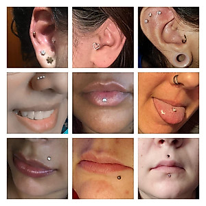 Drperfect Medusa Lip Piercing Jewelry 16G Stainless Steel 10mm Monroe Lip Rings for Women Men Labret Nose Studs Bee Butterfly Flower Snake Tragus Helix Cartilage Conch Earrings Set