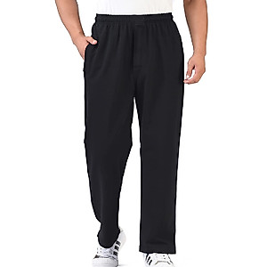 Zoulee Men's Casual Cotton Jogger Sweatpants Zipper Front Pants Thick Black M