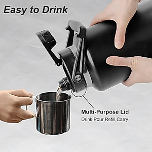 QuiFit 64 oz Insulated Water Bottles with Handle,Leak Proof, BPA Free,Wide Mouth,Half Gallon Water Bottle Insulated Keeps Cold All Day, Stainless Steel Double Wall Vacuum Flask Metal Large Water Jug