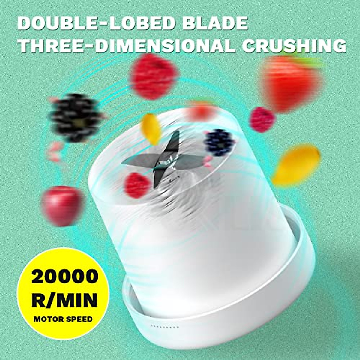 Personal Portable USB Rechargeable Electric Mini Fresh Juicer Blender and Smoothie Maker (White)