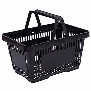 Black Shopping Basket Set of 12 Durable Black Plastic Grocery Shopping Baskets with Handles Storage Basket Organizer Basket for Christmas Party Birthday Gift