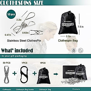 50PCS Clothes Pins Heavy Duty Outdoor, clothespins for Hanging Clothes, Laundry Cloths pin Clips Clothes pin Clothespin Close Clothing pins Snack for Food Bag (Small Size Clothespin)