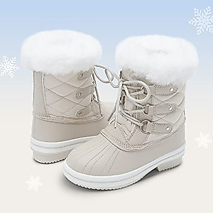 DREAM PAIRS Boys Girls Winter Snow Boots for Little Big Kids Off-White Size 3 Little Kid SDSB2225K