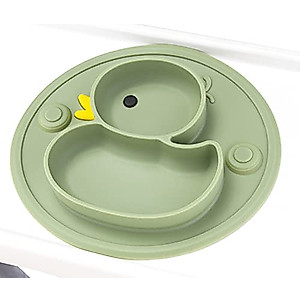 Lightening Corp Baby Plate Silicone Suction Toddler Plates, Divided Dishes for Toddler Kids, Self Feeding, BPA Free, Microwave and Dishwasher Safe (SP-21)
