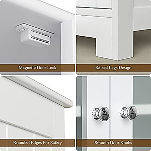 Nightstand Bedside Table Drawer Cabinet Modern Floor Bathroom Storage Cabinet Cupboard with 4 Drawers Adjustable Shelf White Cabinet Storage Tower Dresser