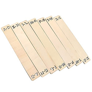 UPTTHOW Vinyl Record Dividers Wooden Category Tab Hollow Style with A-Z Alphabet LP Separators Double Sides Horizontal & Vertical Arrangement Bookshelf Organizer for CD, Album, Book (Set of 7,33cm)