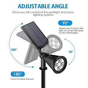 AMIR Solar Spotlights Outdoor Upgraded, Waterproof 1 Pack Security Landscape Lights 4 LED, Adjustable Solar Garden Light with Auto On/Off for Yard Driveway Pathway Pool Patio (White)