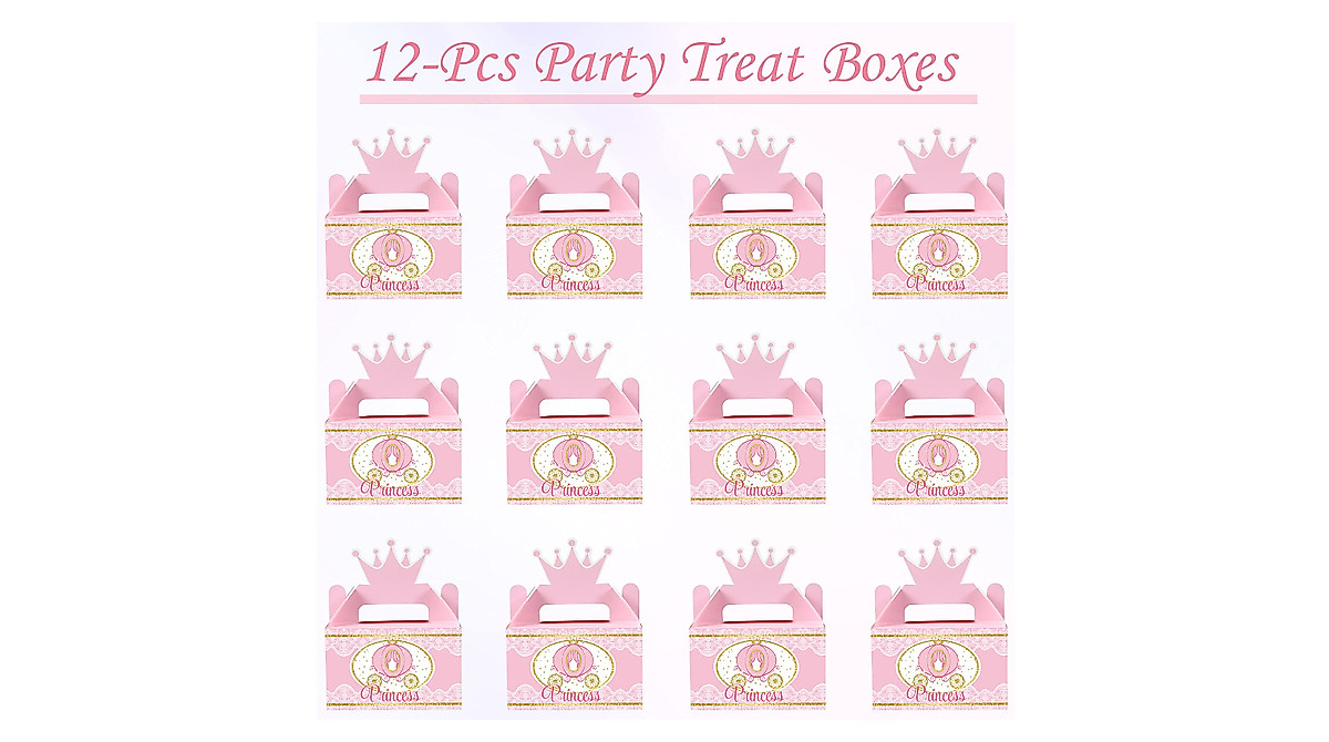 Outus 12 Pieces Little Princess Crown Treat Box Princess Decoration ...
