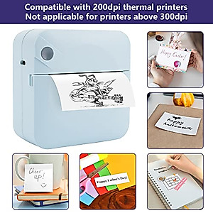 Augot Mini Printer and 6 Rolls Thermal Printer Paper Roll, Bluetooth Pocket Thermal Printer Inkless Portable Sticker Printer, 57mm x 30mm Sticker Printer Paper Roll Monochrome for 200dpi Mini Printer
