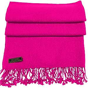 CJ Apparel Hot Pink 100% Cashmere Shawl Pashmina Scarf Wrap Stole Hand Made in Nepal NEW