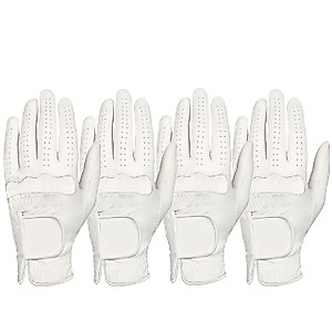 4 Mens All Weather Full Palm Cabretta Golf Gloves (Left) (Med)