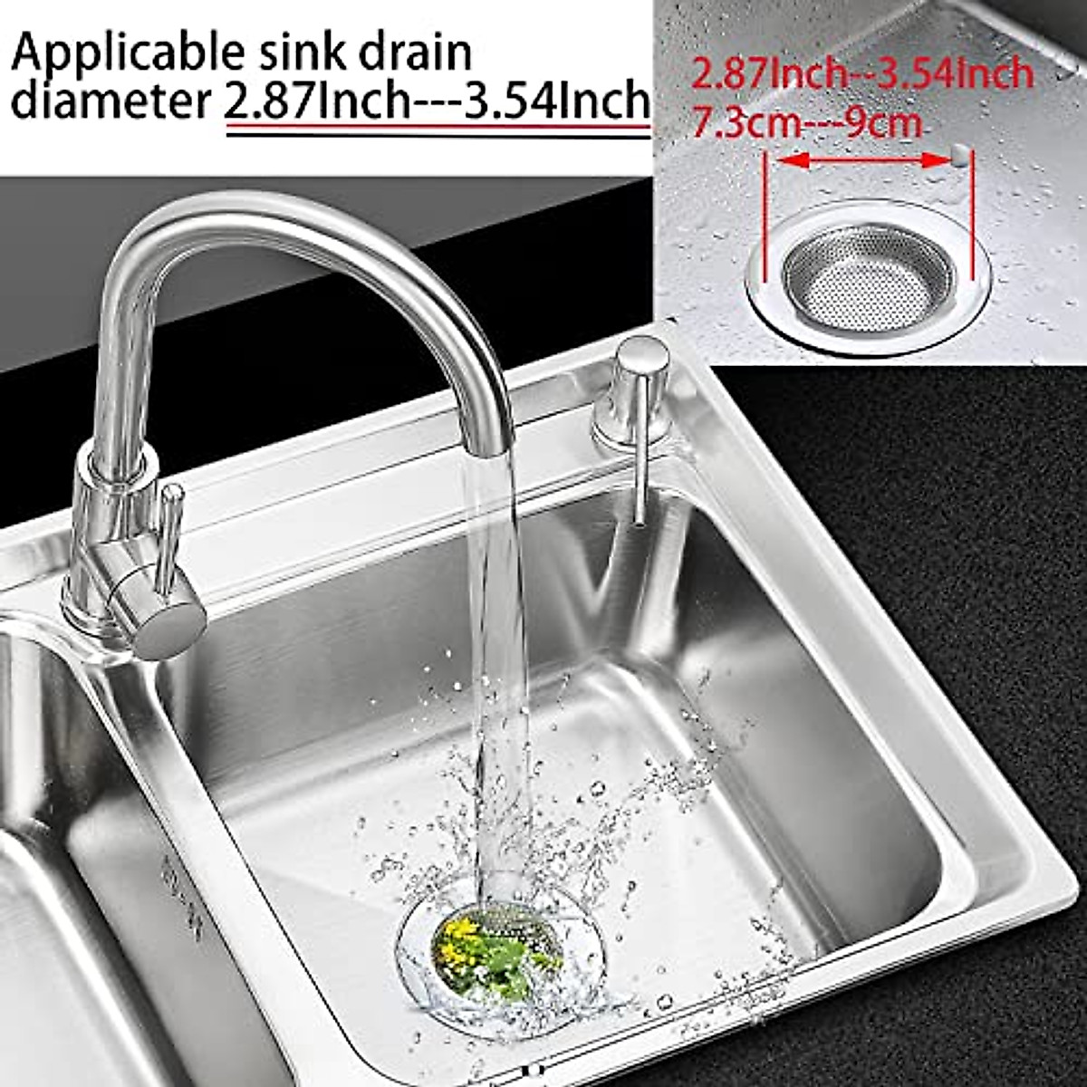 YouOKLight Kitchen Sink Strainer, Sink Strainer, Kitchen Sink Drain, Stainless Steel Sink Strainer Basket, Large Wide Rim 4.4" Diameter for Home, Kitchen, Bathroom and Other Drains. Pack of 2
