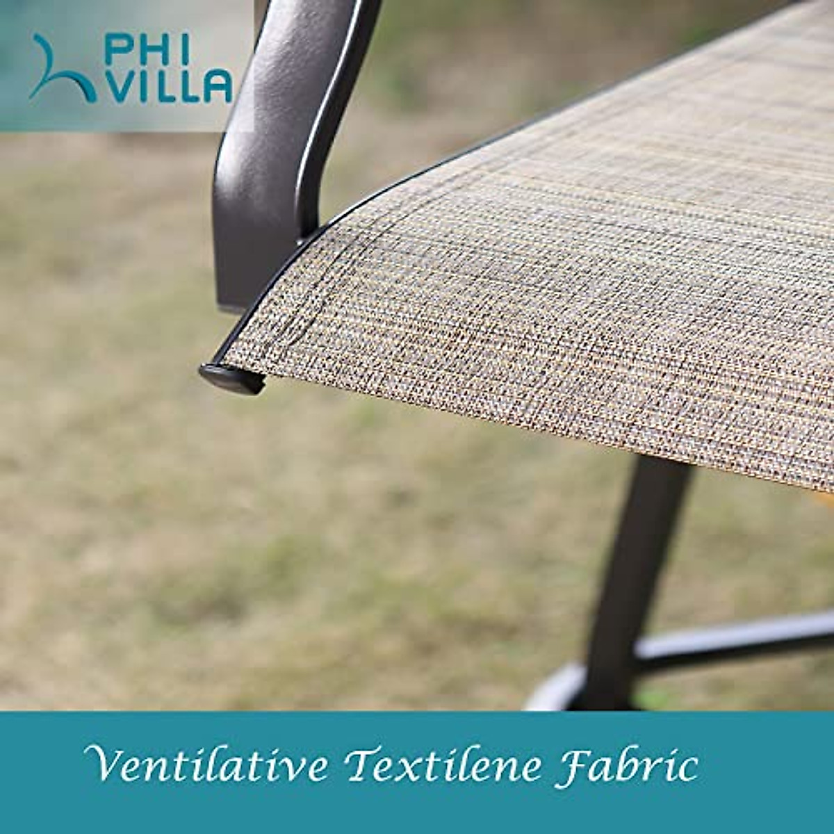 PHI VILLA Patio Swivel Bar Stools Outdoor Swivel 2 Bar Height Chair Patio Furniture Set, (Set of 4)