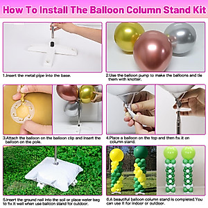 Toosci 2 Sets Adjustable Balloon Column Stand Kit, Metal 9 Feet Balloon Stands for Floor, Balloon Tower Decorations for Baby Shower Graduation Birthday Wedding Party