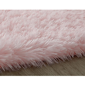 Reyox Fluffy Soft Oval Area Rug, Plush Shaggy Carpet for for Living Room Bedroom Home Décor Orange 2.0 x 3.0 Feet