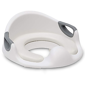 Delta Children Kid Size Toddler Potty Training Seat for Boys & Girls - Includes Soft Seat, Handles & Built-in Splash Guard - Easy to Clean, White/Grey