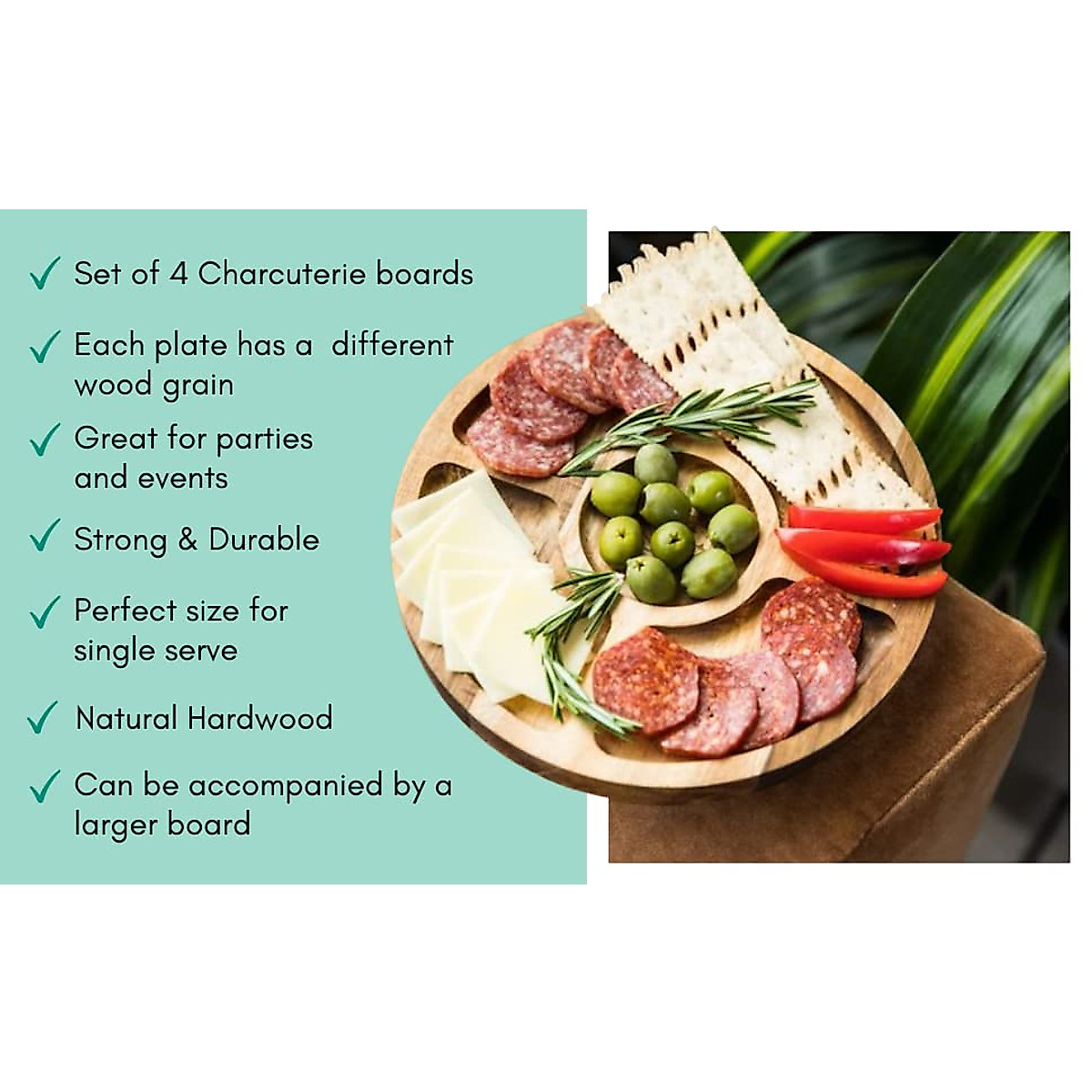 Daydreamer Designs Cheese Board Set (9” x 3/4”), Mini Charcuterie Boards – Acacia Wood, Cheese Boards Charcuterie Boards, - Charcuterie Board Gift Set– Mini Cheese Board, Small Cheese Board, 9in