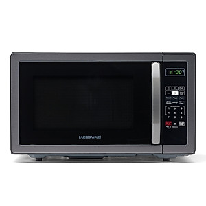 Farberware Countertop Microwave 1000 Watts, 1.1 cu ft - Microwave Oven With LED Lighting and Child Lock - Perfect for Apartments and Dorms - Easy Clean Black Stainless Steel