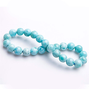 Wholesale 7mm Natural Blue Larimar Gemstone Crystal Round Bead Stretch Bracelet AAAAA