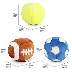 3-PACK Interactive Dog Toys Ball Suitable for Small and Medium Dogs, Soccer Ball, Football and Tennis Balls for Dogs, Stuffed with Fluffy Squeak Dog Toys, Puppy Dog Plush toys, Dog Birthday Gifts