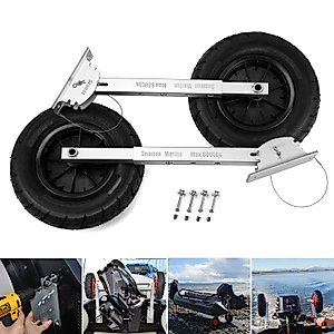 Seamax Deluxe 4 by 4 Boat Launching Dolly with 14" Wheels System, Commercial Grade Quality for Inflatable Boat and Aluminum Boat Max Loading 600Lb