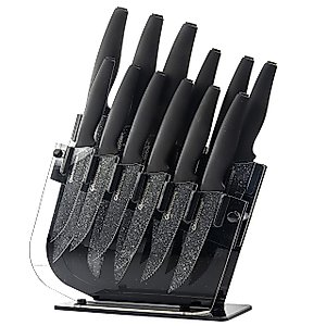 Nutriblade Knife Set by Granitestone, 13 Pieces High-Grade Stainless Steel Blade Chef Kitchen Knives Set with Acrylic Block Includes 6-piece Kitchen Knife plus 6-piece Fully Serrated Steak Knife